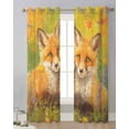 Autumn Plant Wheat Ears Daisy Fox Watercolor Voile Curtain Window ...
