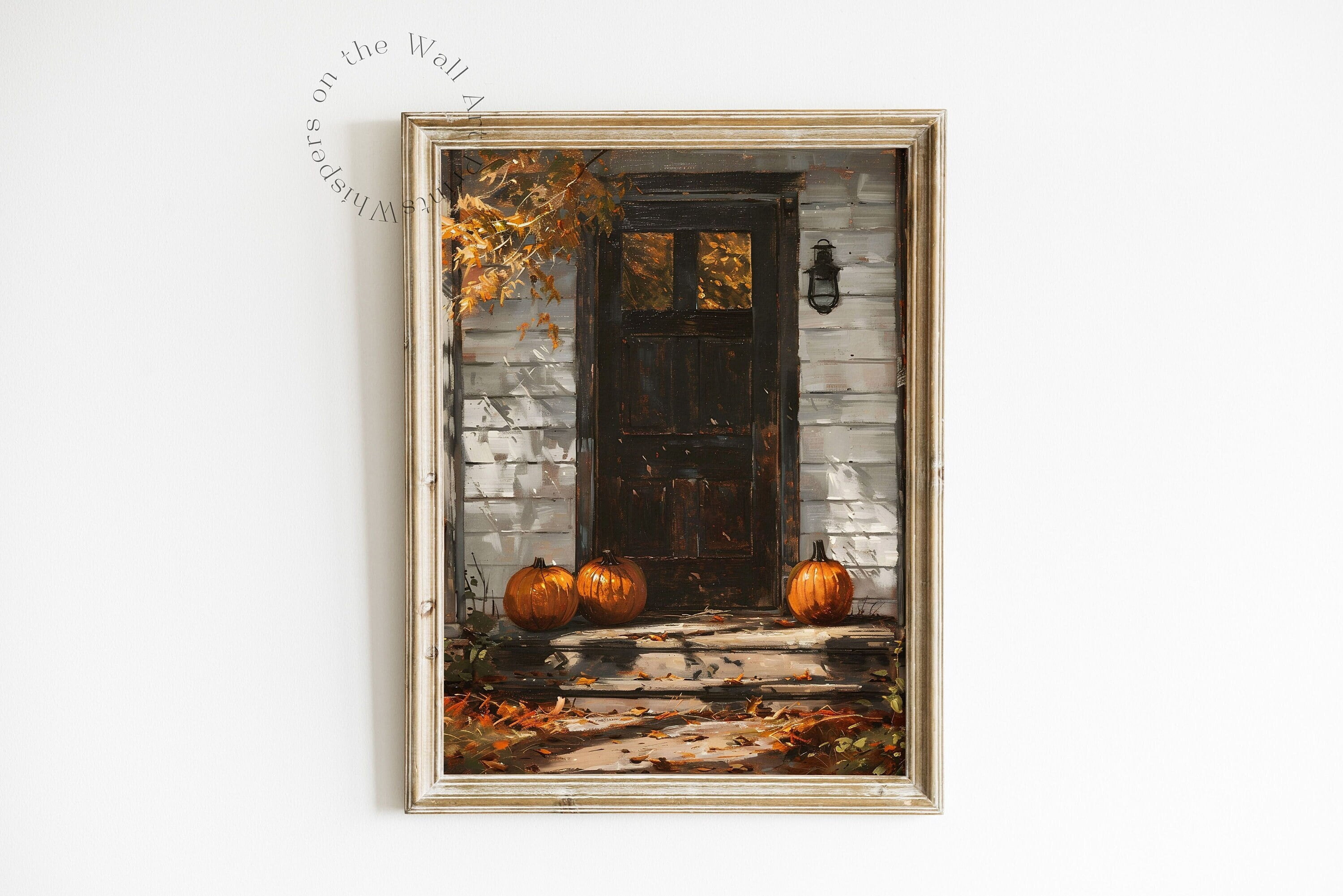 Autumn Porch Painting Pumpkin Print Wall Art Cozy Fall Decor ...