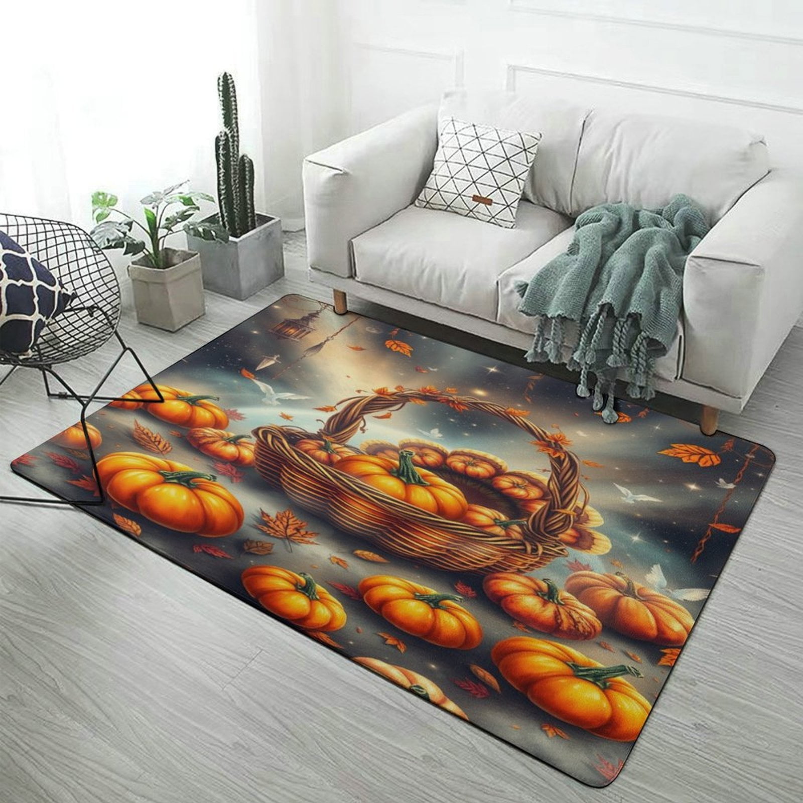 Autumn Pumpkin Basket Carpets for Living Room Luxury Rations Sofa Table ...