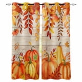 Autumn Pumpkin Blackout Curtains 72 Inches Long, Thanksgiving Orange ...