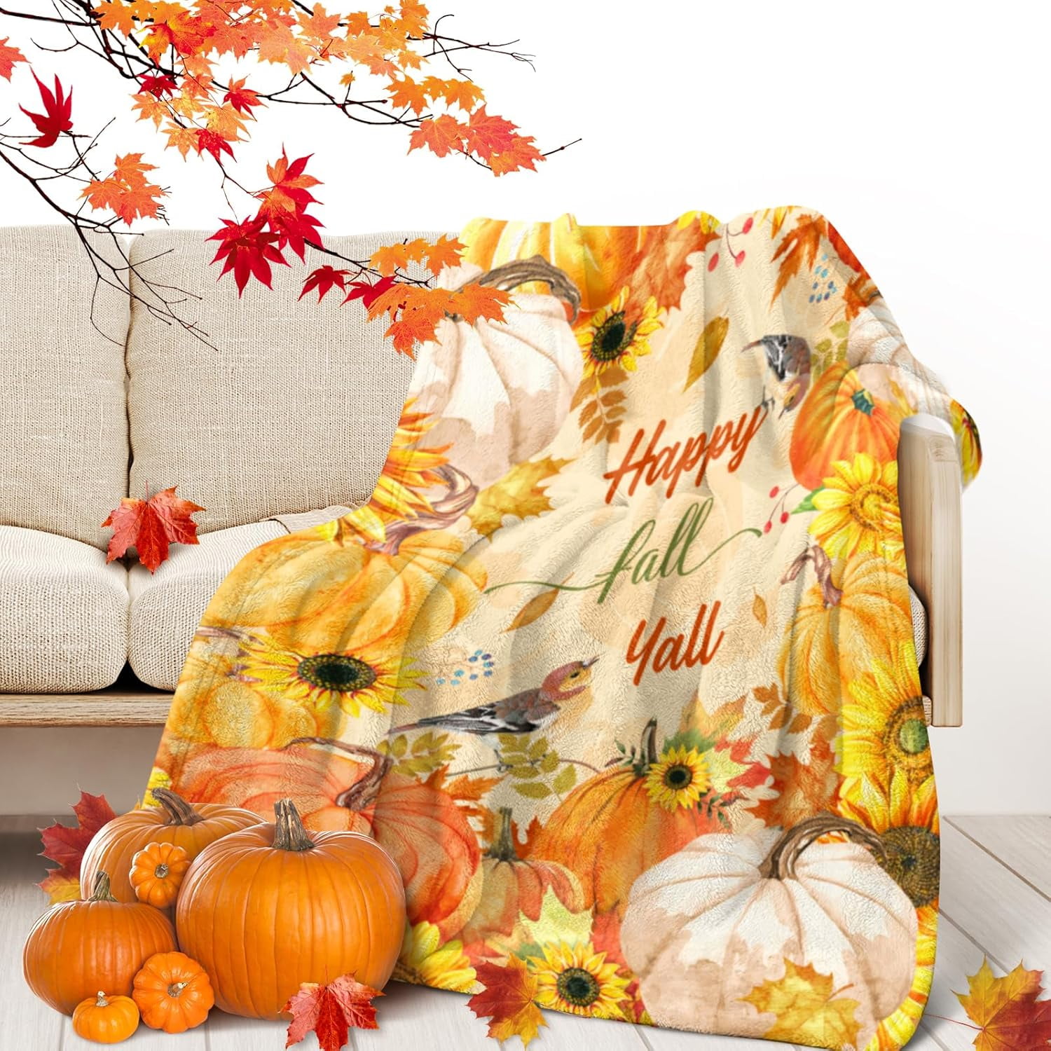 Autumn Pumpkin Blanket Fall Throw Blanket Thanksgiving Decor Soft ...