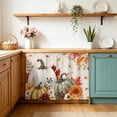 Autumn Pumpkin Cabinet Curtains 11" W x 13" L, Orange White Fruits Fall ...