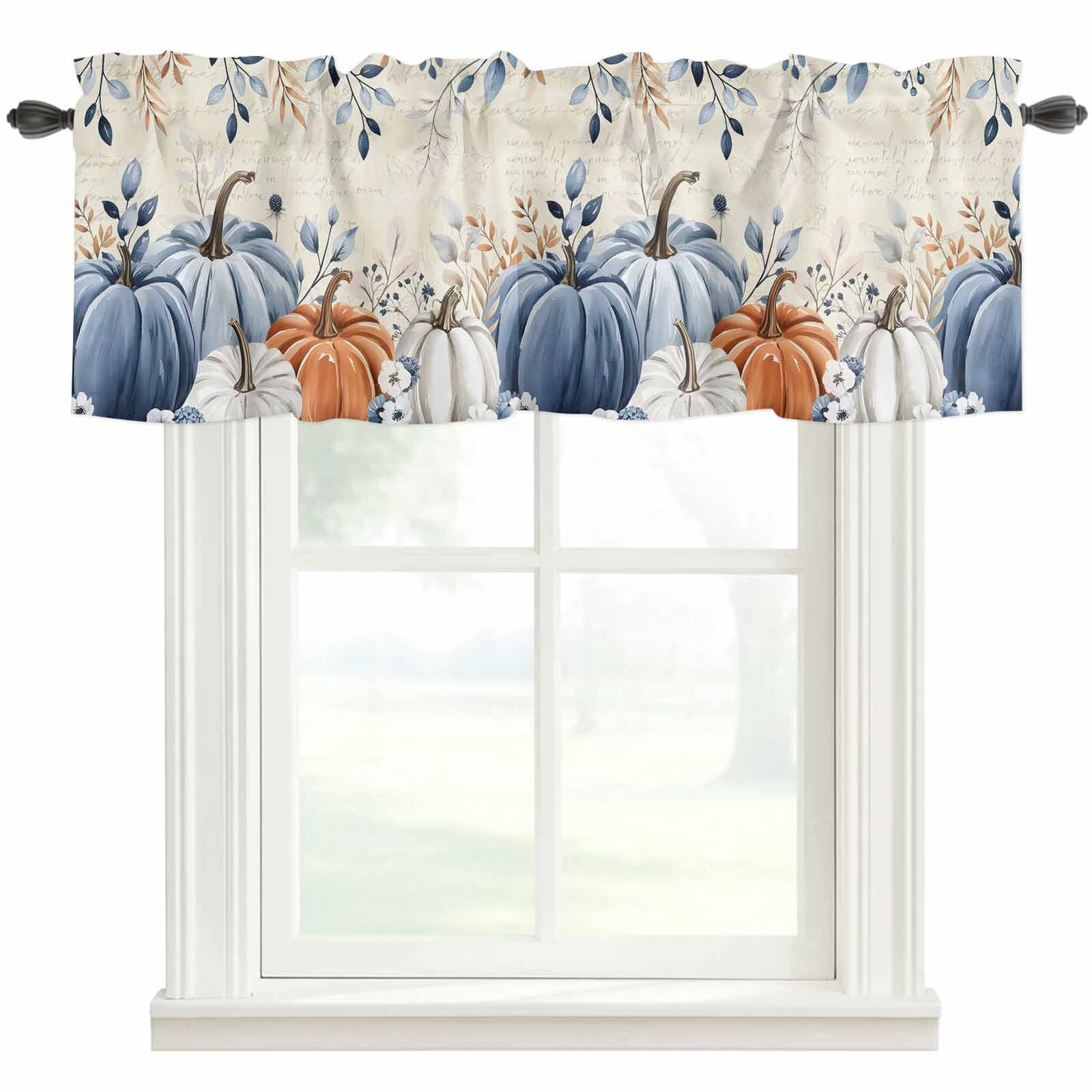 Autumn Pumpkin Farmhouse Short Window Curtain Valances, Thanksgiving ...