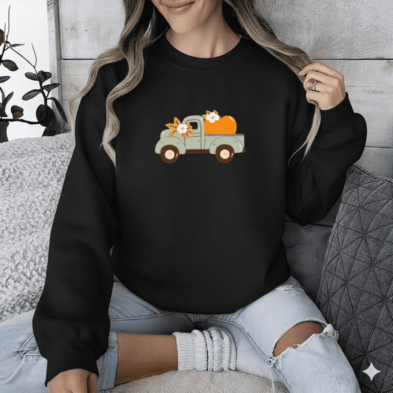 Autumn Pumpkin Floral Vintage Truck Harvest Fun Retro Inspired ...