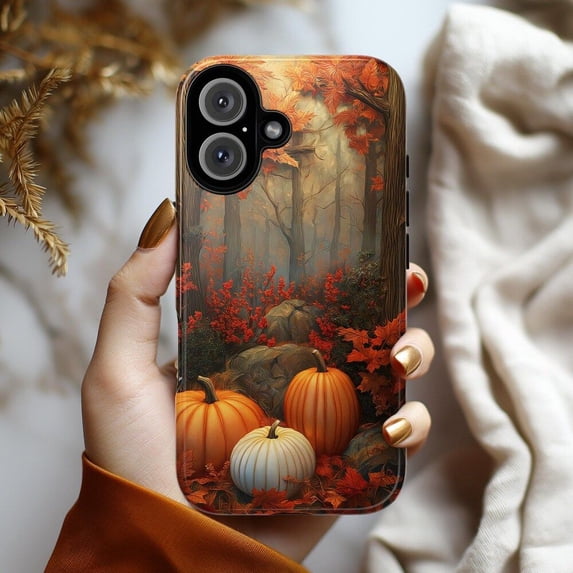 Autumn Pumpkin Forest Woodland Fall Leaves Phone Case 17 to 11 Pro Max ...
