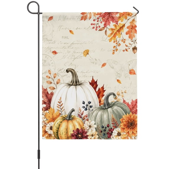 Autumn Pumpkin Garden Flag 12 x 18 Inches, Orange White Fruits Fall ...