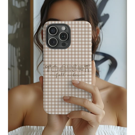 Autumn Pumpkin Gingham Phone Case Cozy Check Style iPhone 17 11 12 13 ...