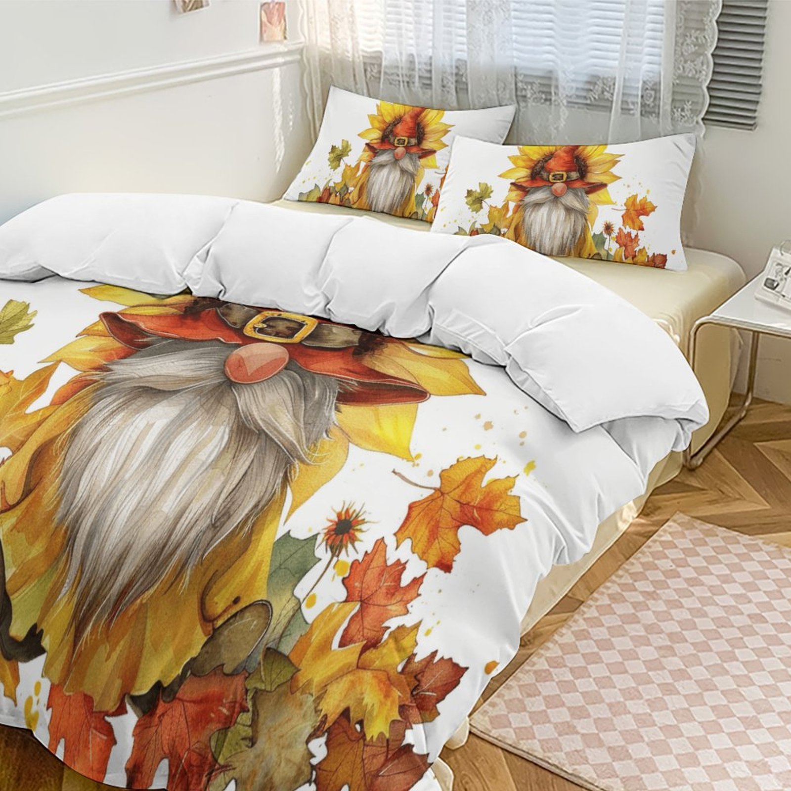 Autumn Pumpkin Gnome Thanksgiving Duvet Cover Set King Size for Bedroom ...