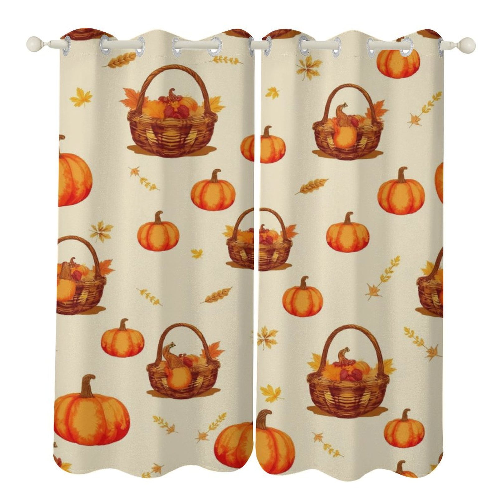 Autumn Pumpkin Harvest Curtains for Bedroom Living Room Drapes Kitchen ...