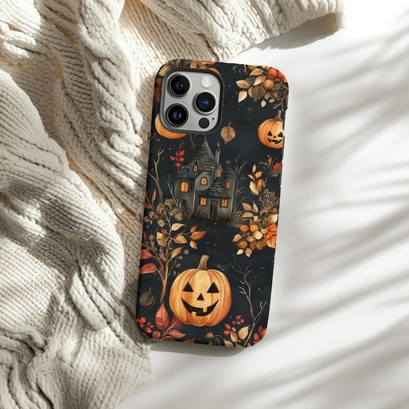 Autumn Pumpkin Haunted House Halloween Tough Phone Case Gothic iPhone ...