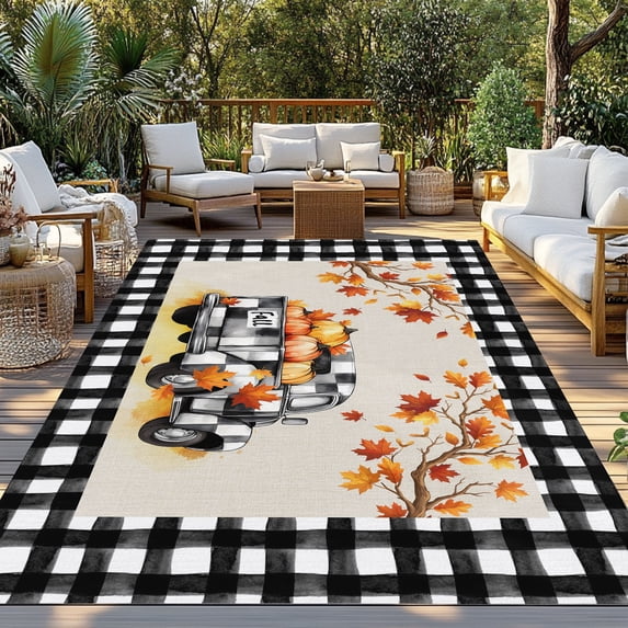 Autumn Pumpkin Indoor Outdoor Rugs 4x6 Ft, Truck Black And White Larvae ...