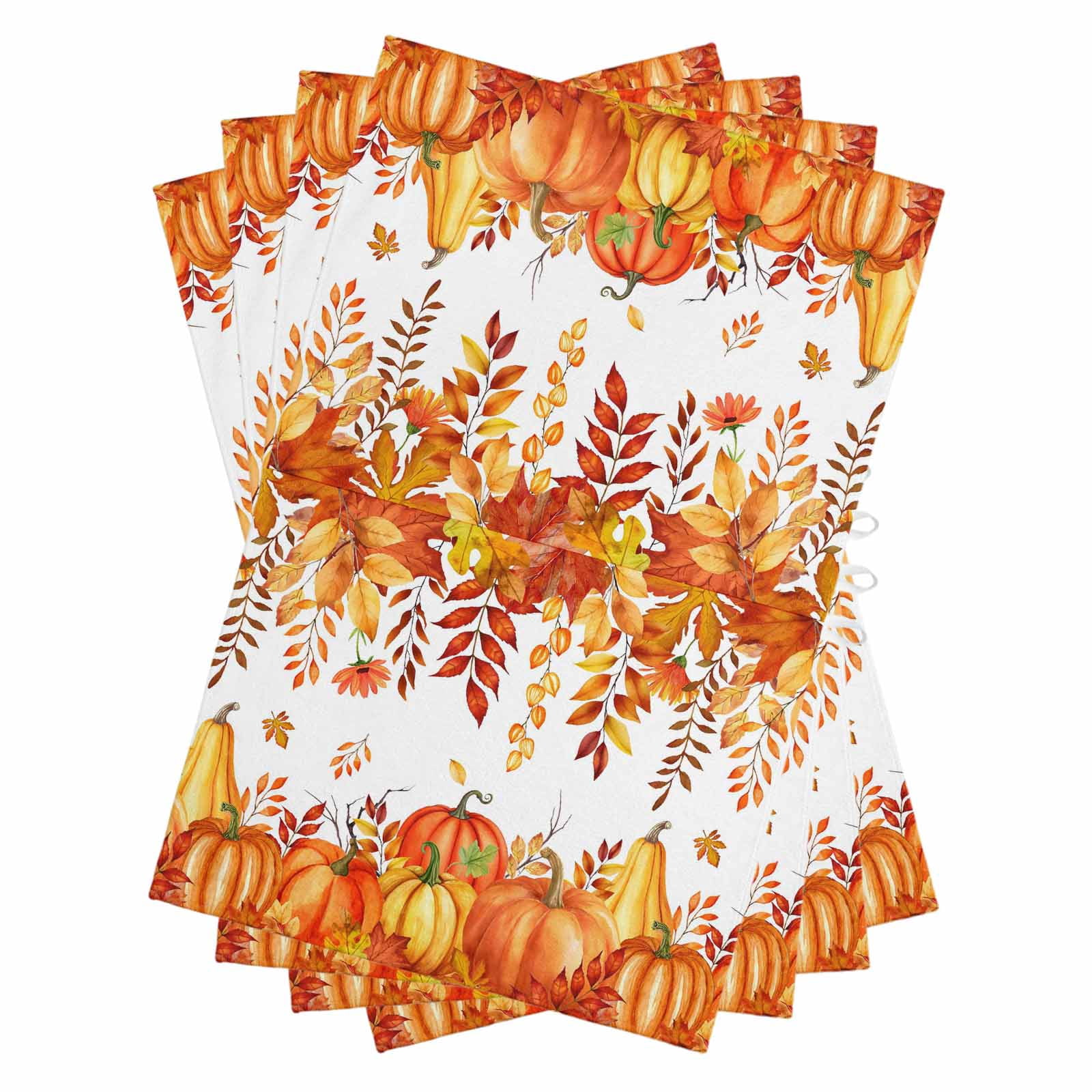 Autumn Pumpkin Kitchen Towels Set of 4, Water Absorbent Dish Towel ...