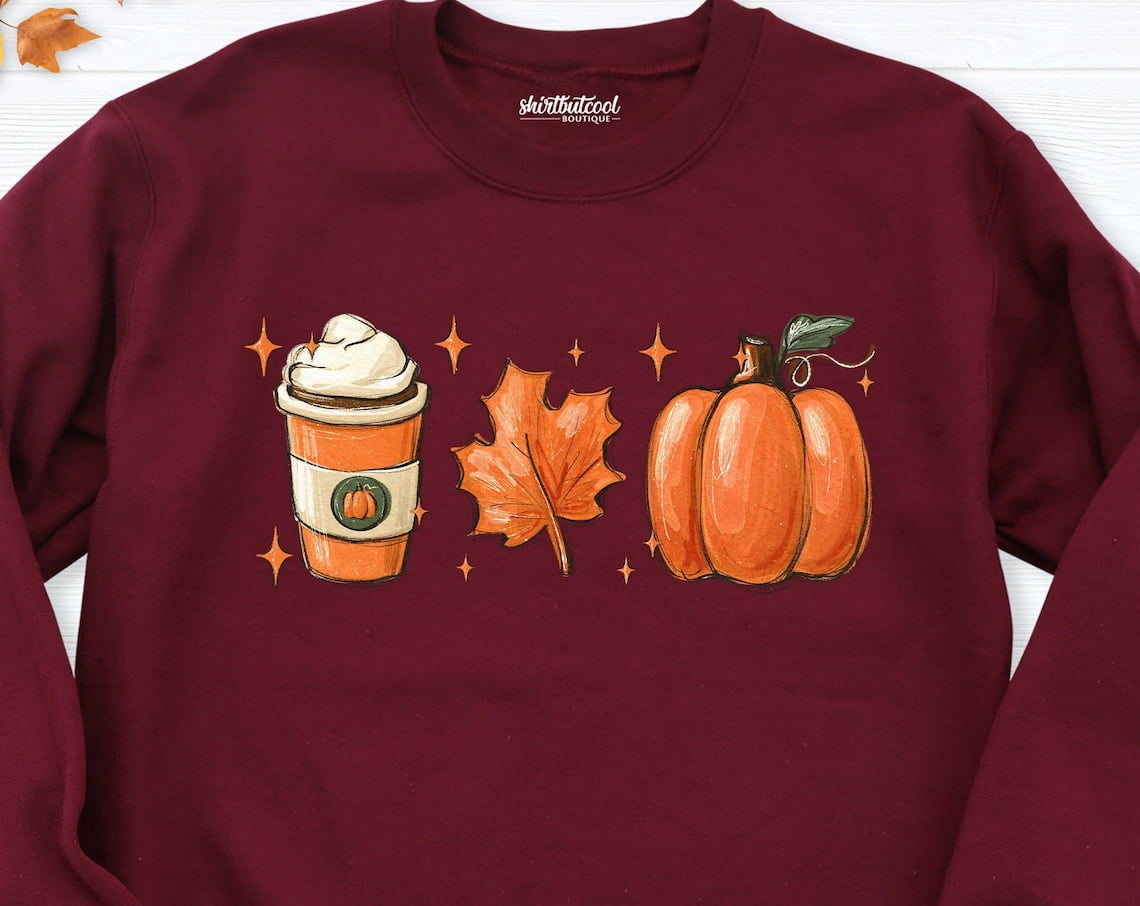 Autumn Pumpkin Latte Sweatshirt, Fall Leaf Sweatshirt, Fall Season ...