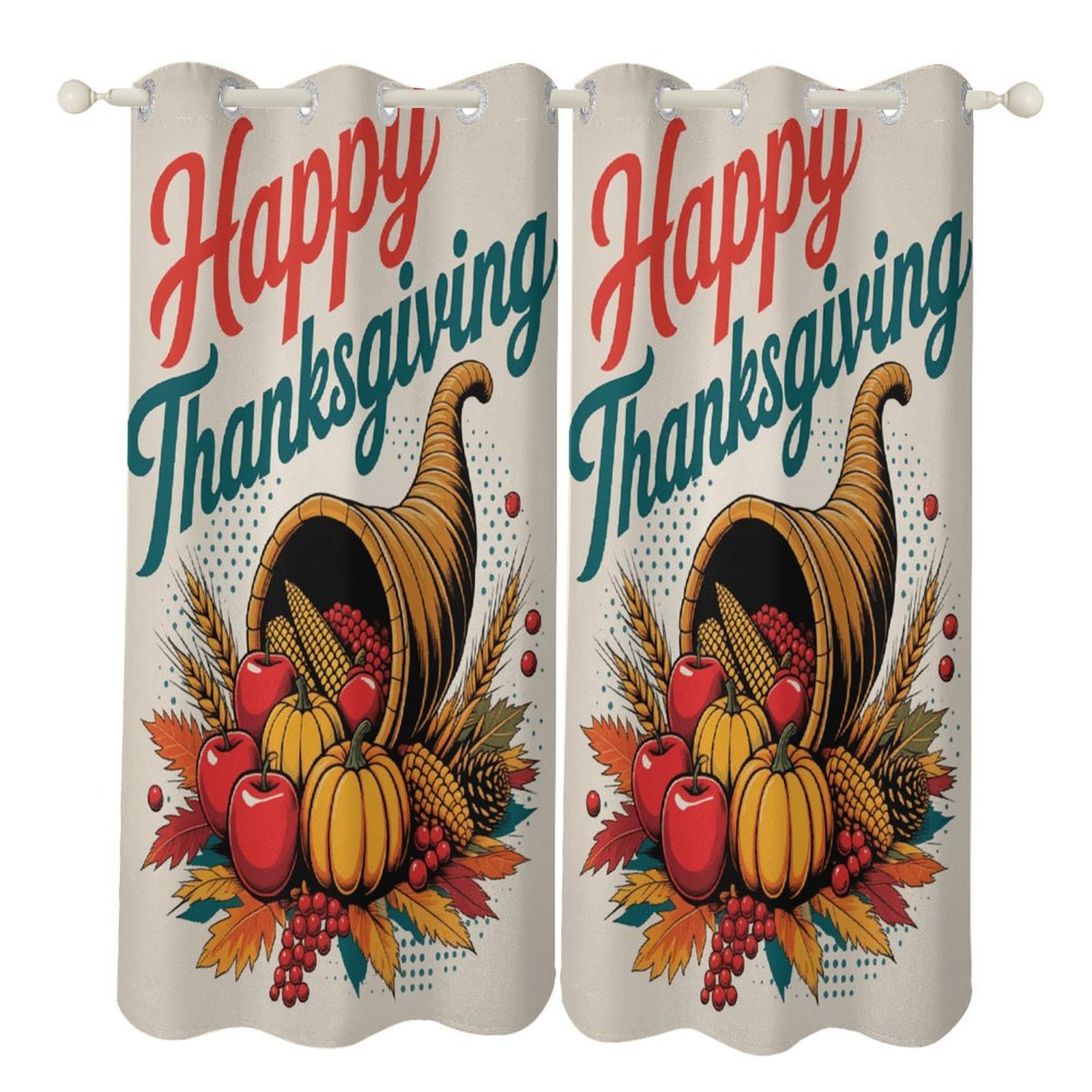 Autumn Pumpkin Leaves Thanksgiving Blackout Curtain 3d Printed Window ...