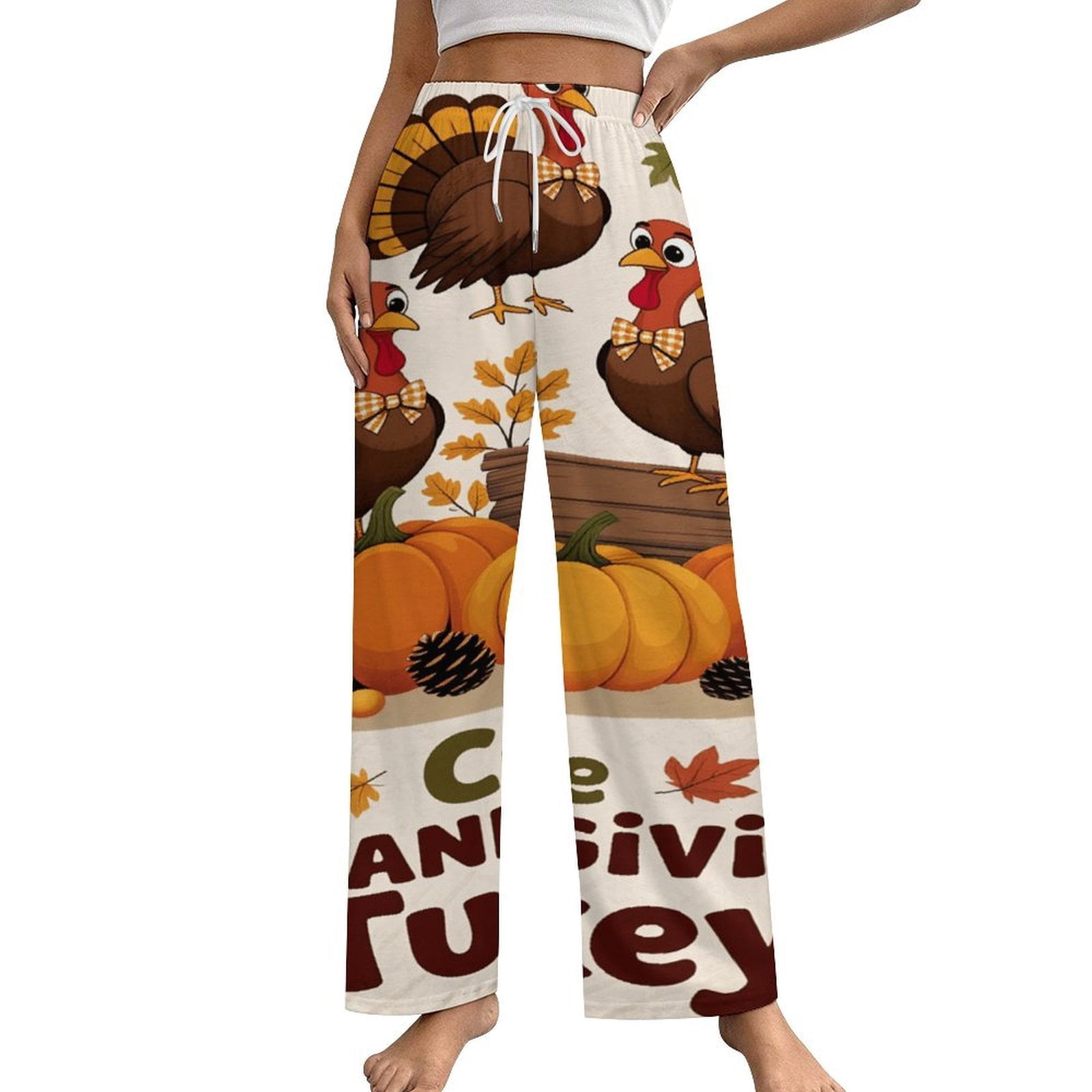 Autumn Pumpkin Leaves Thanksgiving Pajama Pants Loose Pajamas Female ...