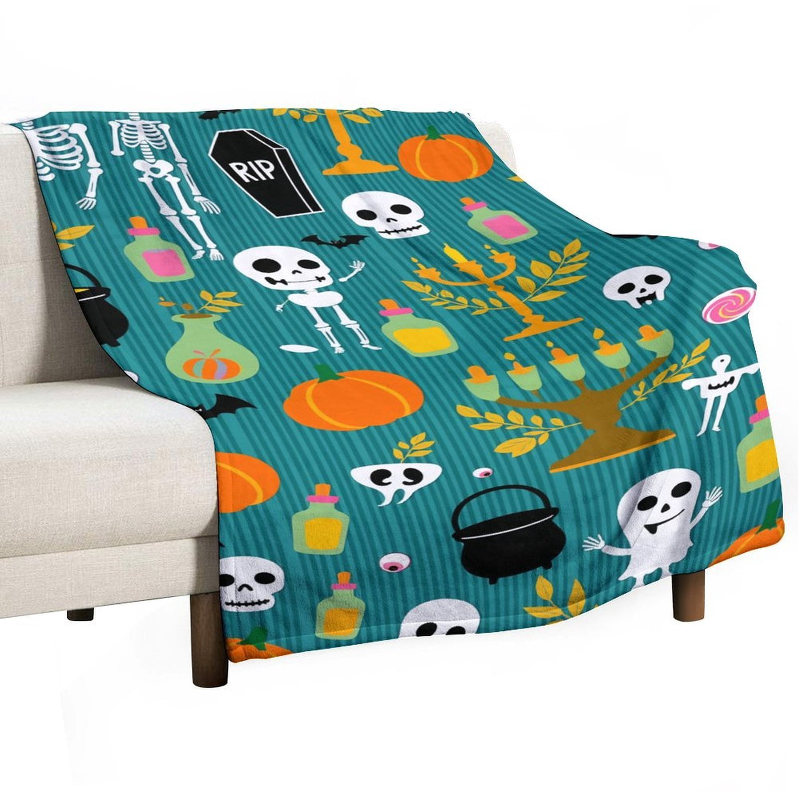 Autumn Pumpkin Leaves Thanksgiving Print Soft Blanket Throw Blankets ...