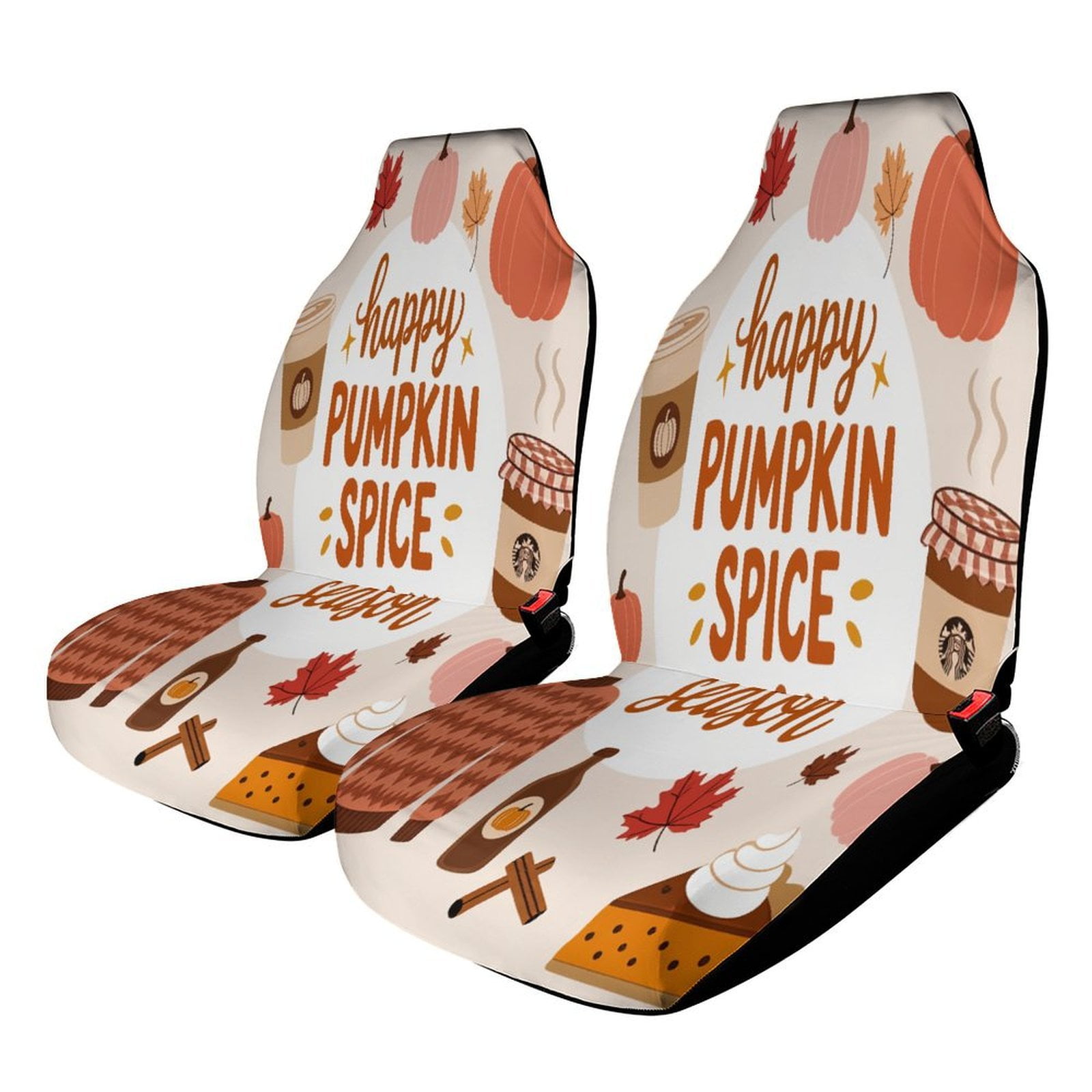 Autumn Pumpkin Leaves Thanksgiving Set of 2Pcs Car Seat Covers Easy ...