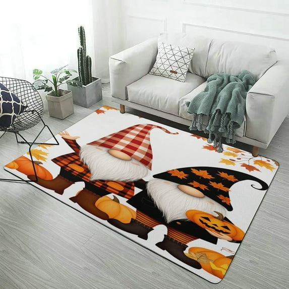 Autumn Pumpkin Leaves Thanksgiving Soft Comfy Area Rugs Carpet Suitable ...