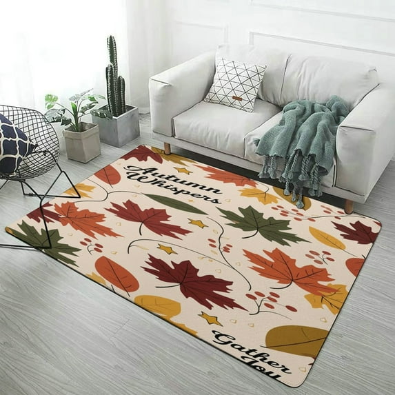Autumn Pumpkin Leaves Thanksgiving Soft Comfy Area Rugs Carpet Suitable ...