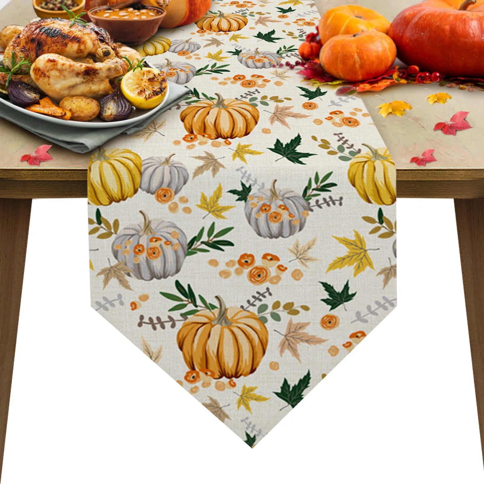 Autumn Pumpkin Maple Bird Table Runners Kitchen Table Decorative Table ...