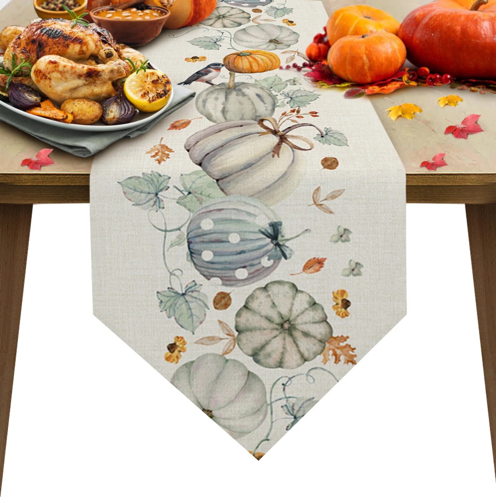 Autumn Pumpkin Maple Bird Table Runners Kitchen Table Decorative Table ...