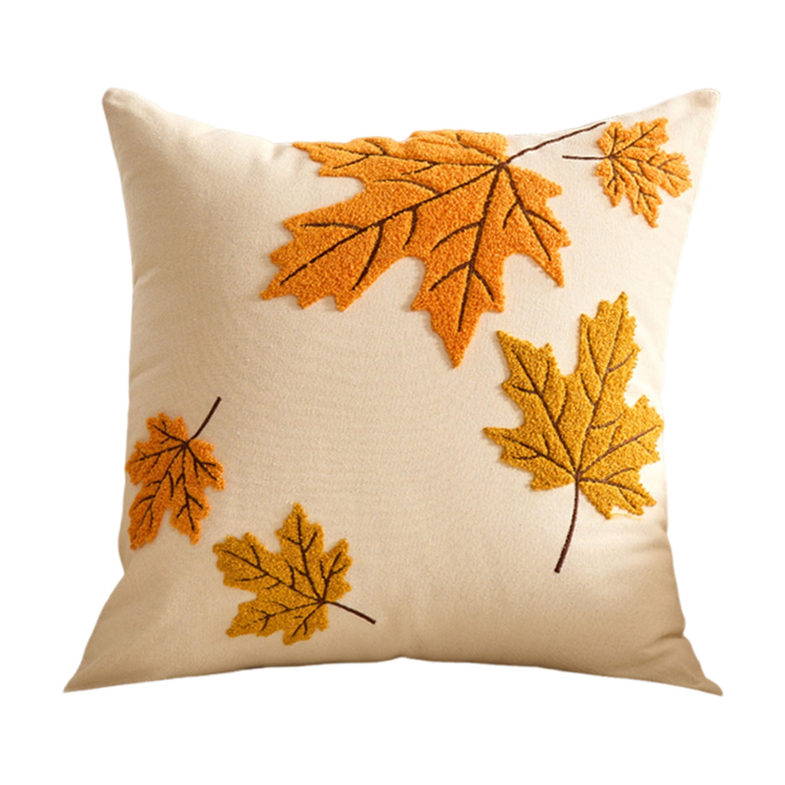 Autumn Pumpkin Maple Leaf Cushion Cover 45×45 cm – Velvet / Plush Fall ...