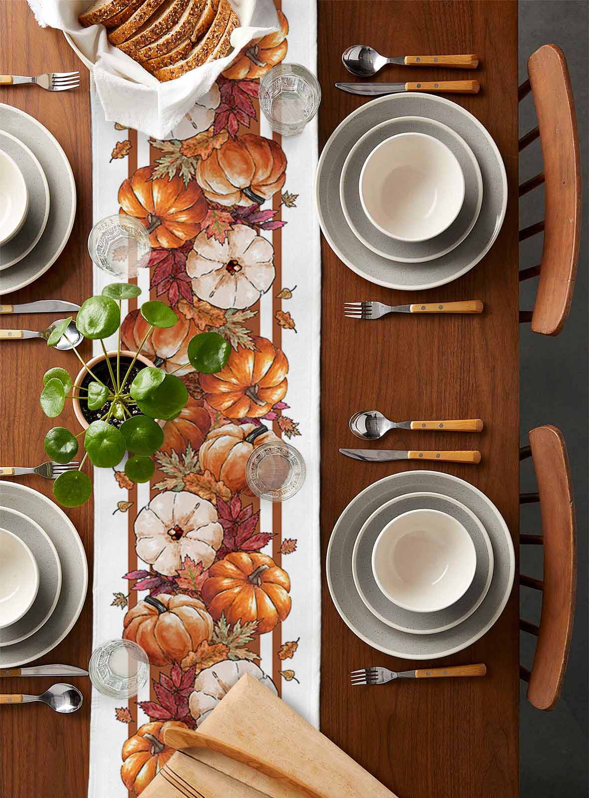 Autumn Pumpkin Maple Leaf Orange Wedding Party Events Dining Room ...
