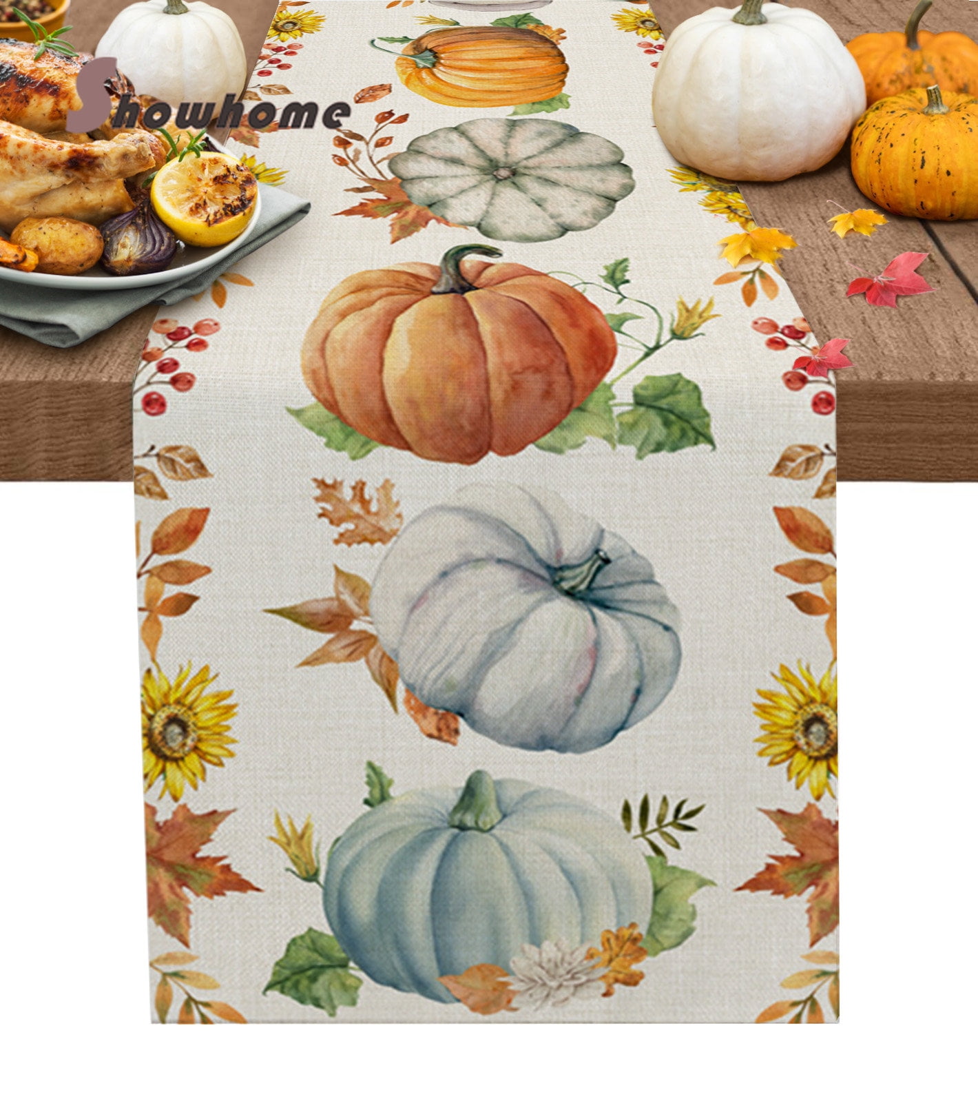 Autumn Pumpkin Maple Table Runner Wedding Dining Table r Thanksgiving ...