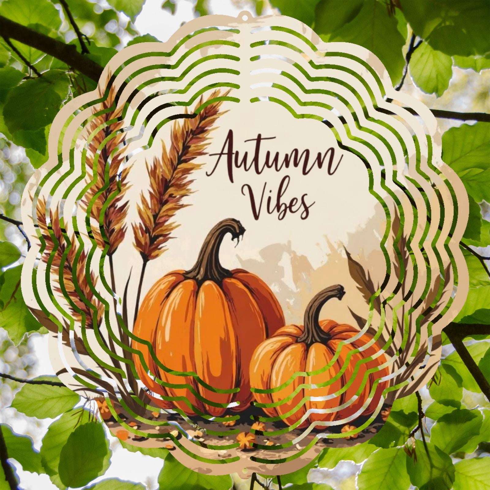 Autumn Pumpkin Metal Wind Spinner Fall Garden Decor, Aluminum Outdoor ...