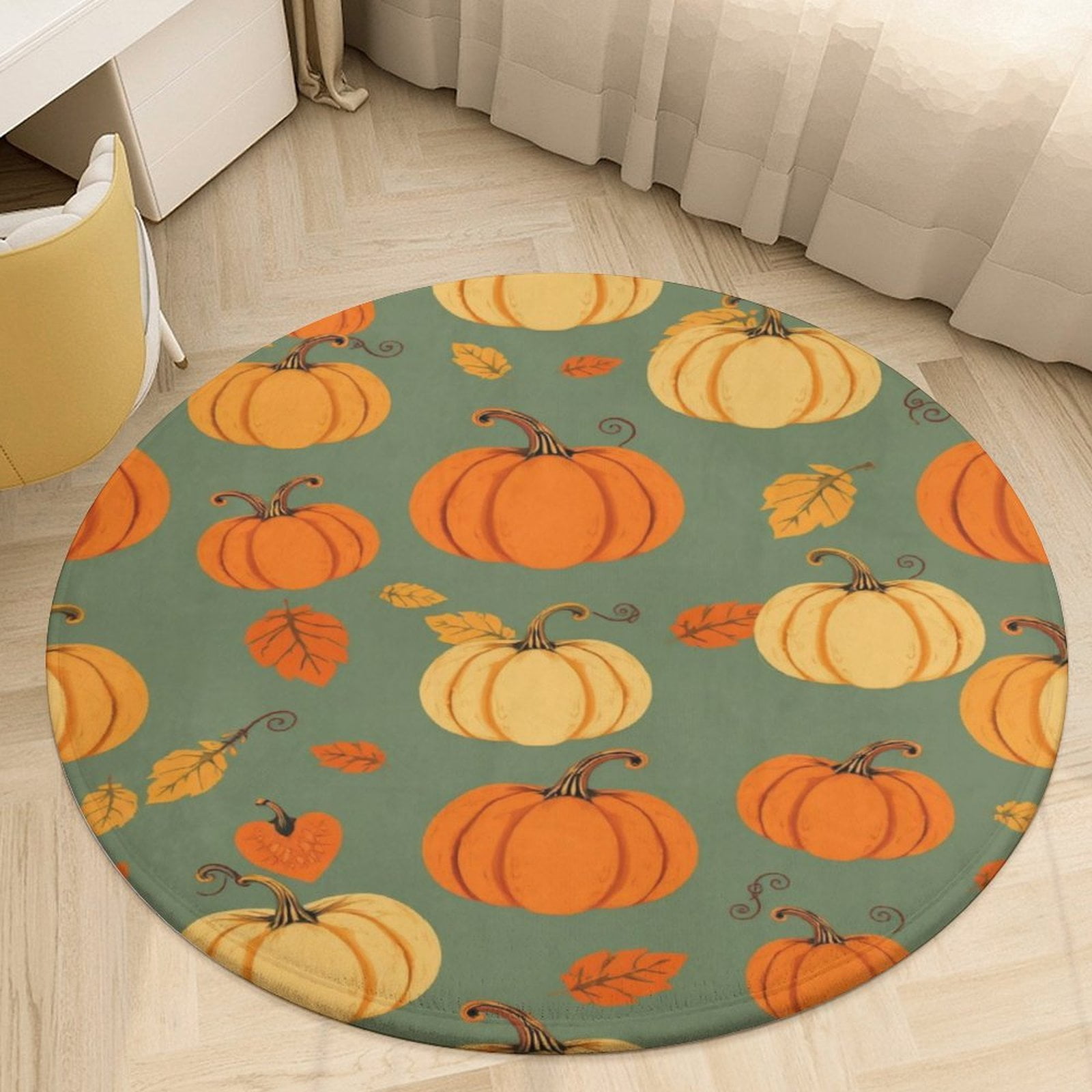 Autumn Pumpkin Pattern Round Carpets Modern Living Room Ration Rugs ...