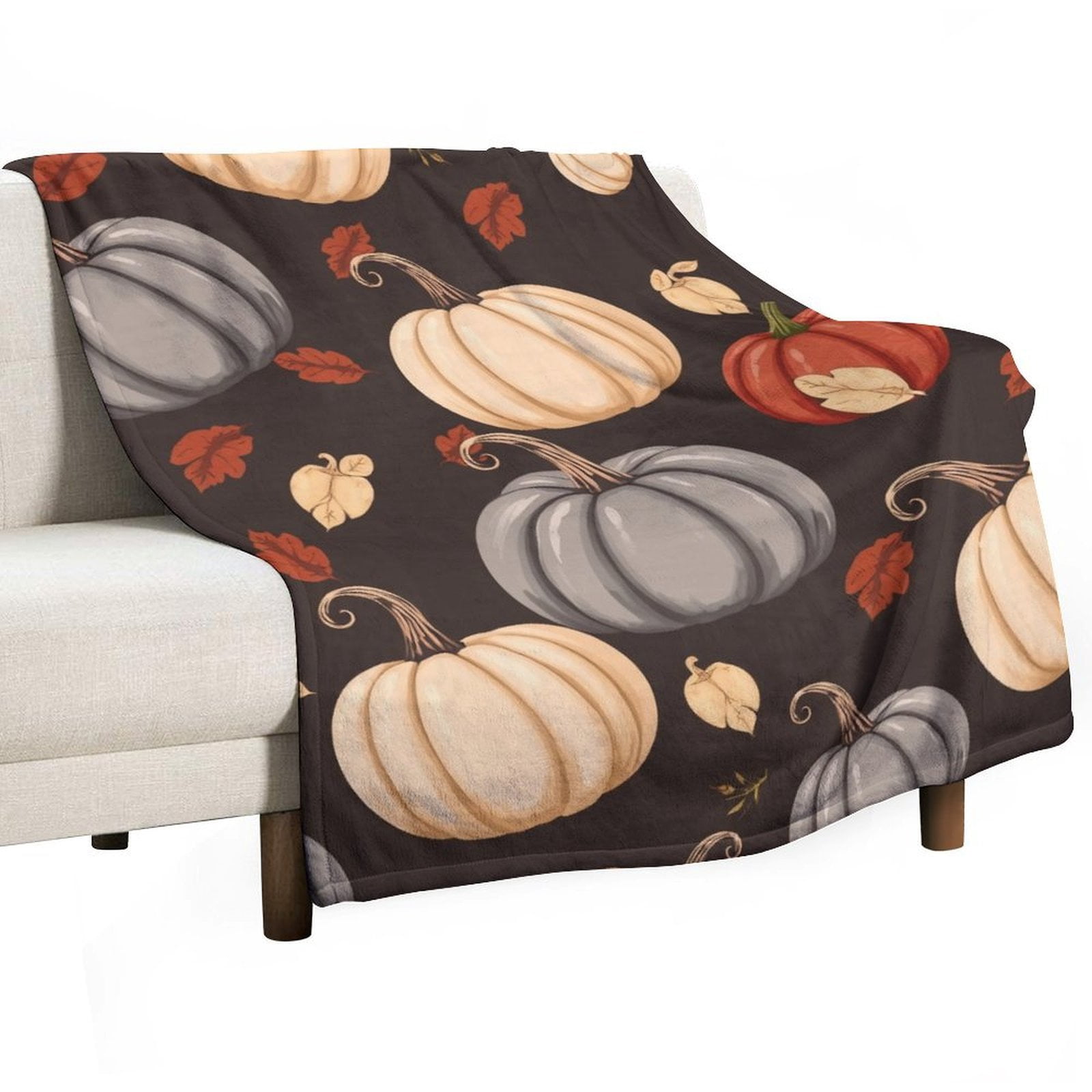 Autumn Pumpkin Pattern Throw Blanket for Sofa Luxury Home Interior ...
