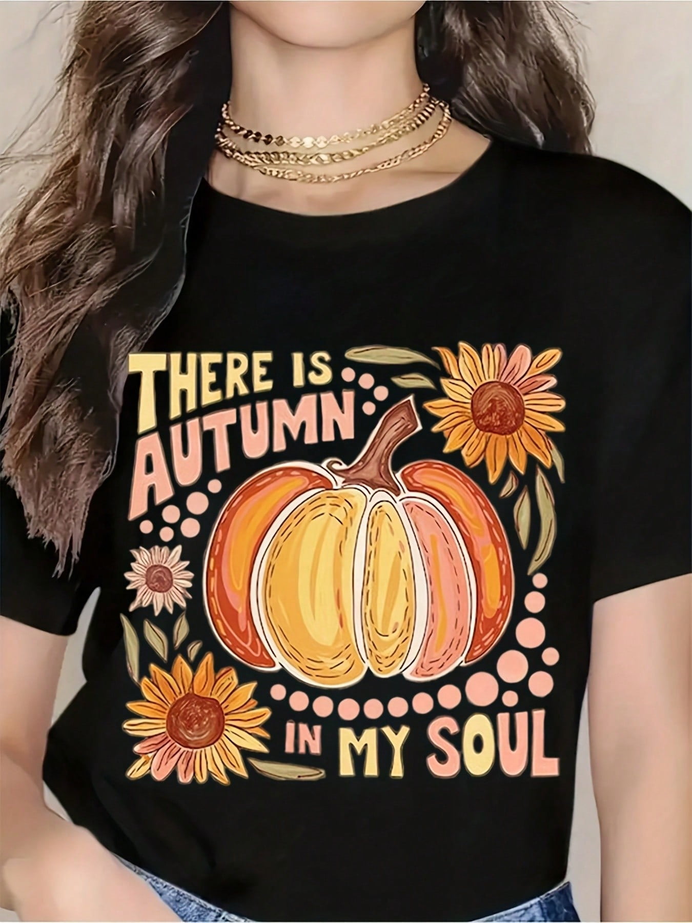 Autumn Pumpkin Sunflower T-Shirt There Is Autumn In My Soul Fall ...