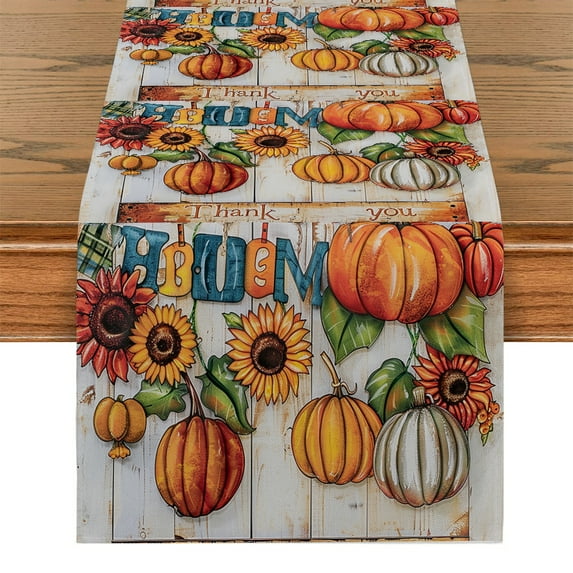 Autumn Pumpkin Sunflower Wood Panel Wall Table Runner Home Wedding ...