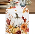 Autumn Pumpkin Table Runner, Orange White Fruits Fall Maple Leaf ...