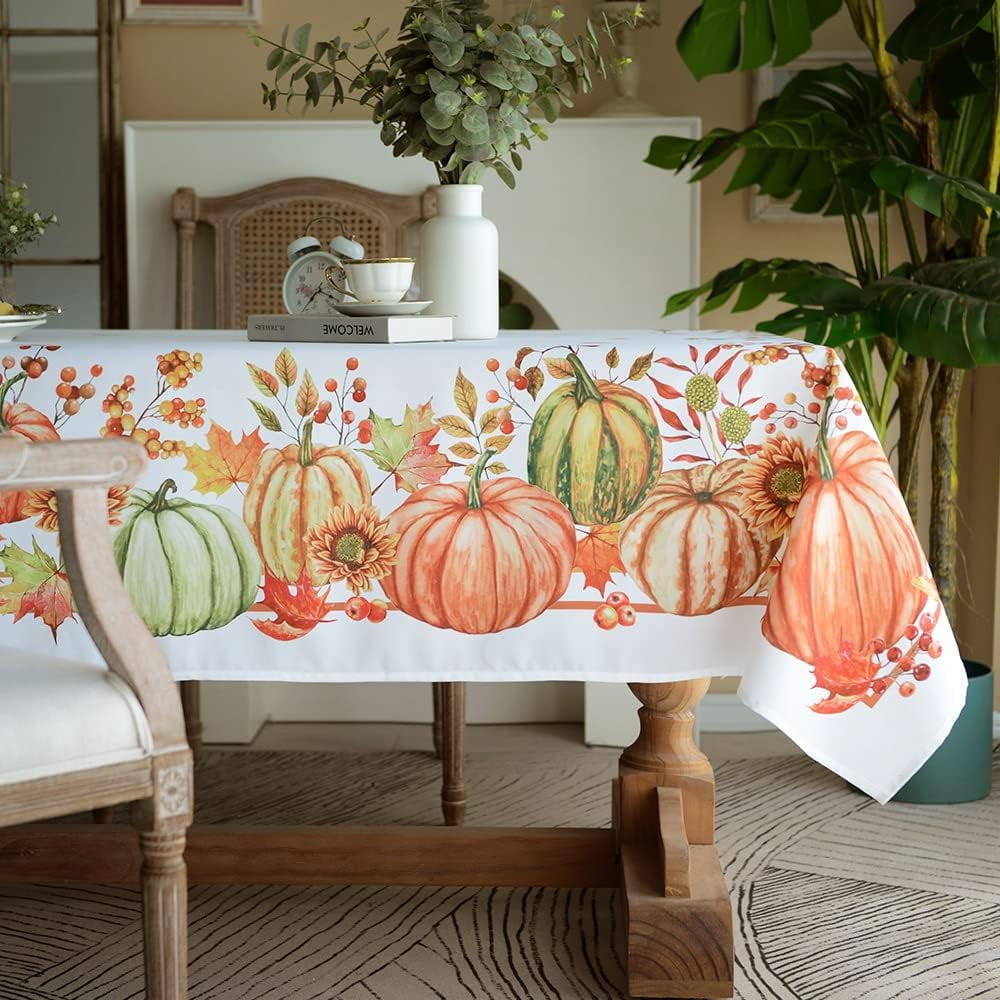 Autumn Pumpkin Tablecloths Thanksgiving Fall Sunflower Maple Leaf Table ...