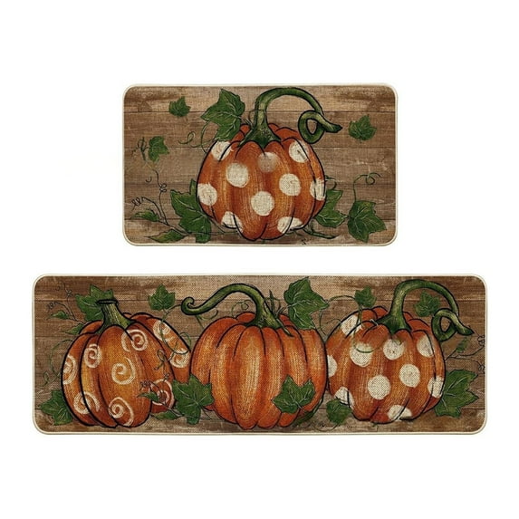 Autumn Pumpkin Wagons NonSlip Kitchen Mats 2-Pack - Waterproofs ...