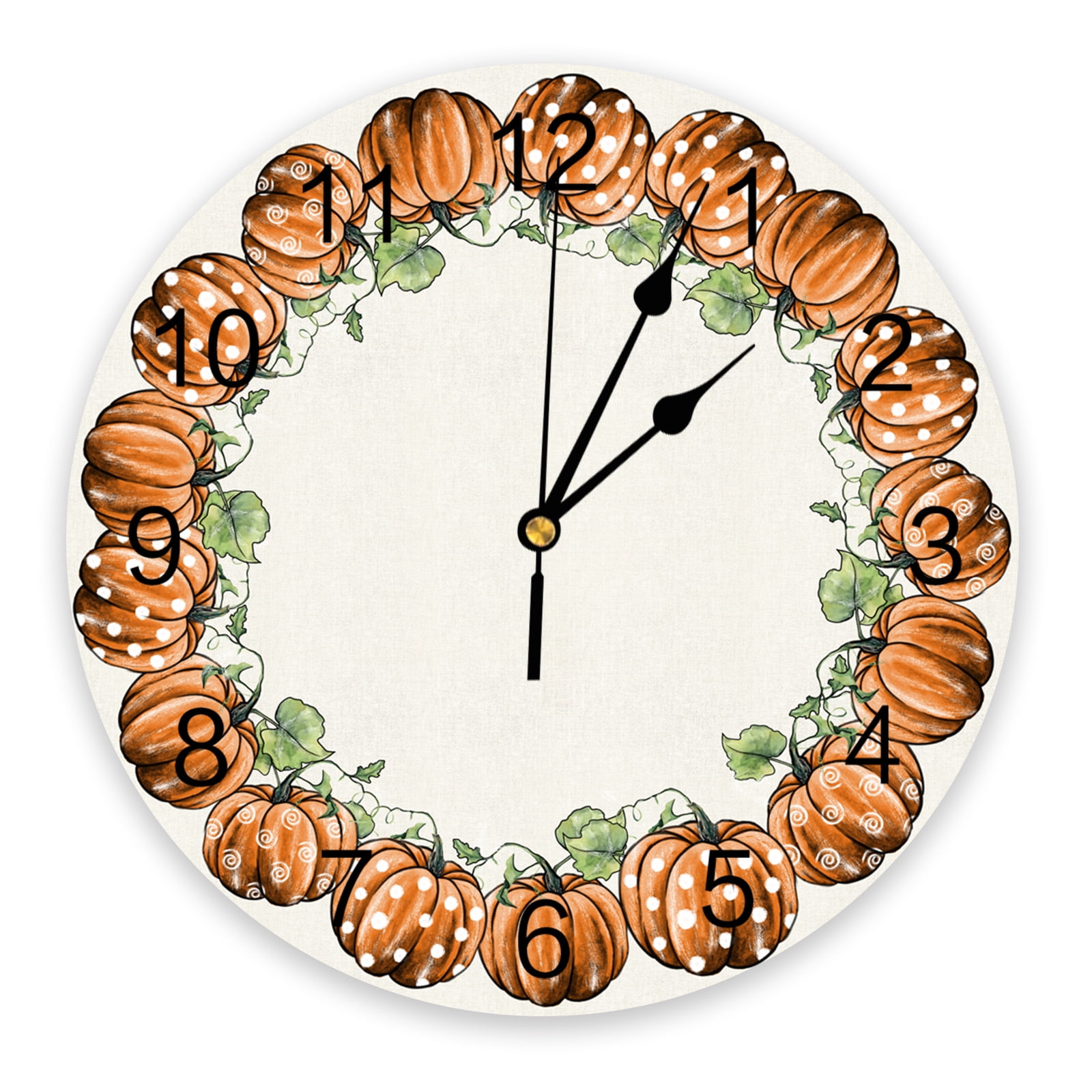Autumn Pumpkin Wall Clock Large Modern Kitchen Dinning Round Wall ...
