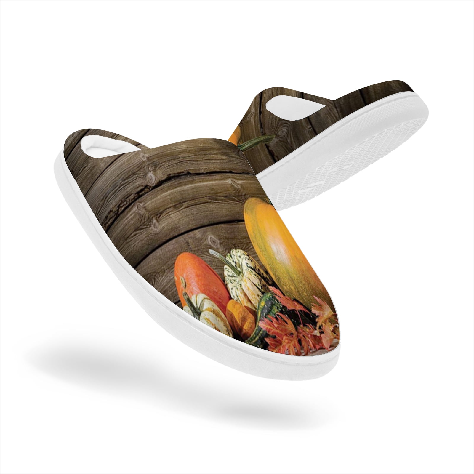 Autumn Pumpkin,Womens Cozy Scuff Slippers Slip On,Thanksgiving Day ...