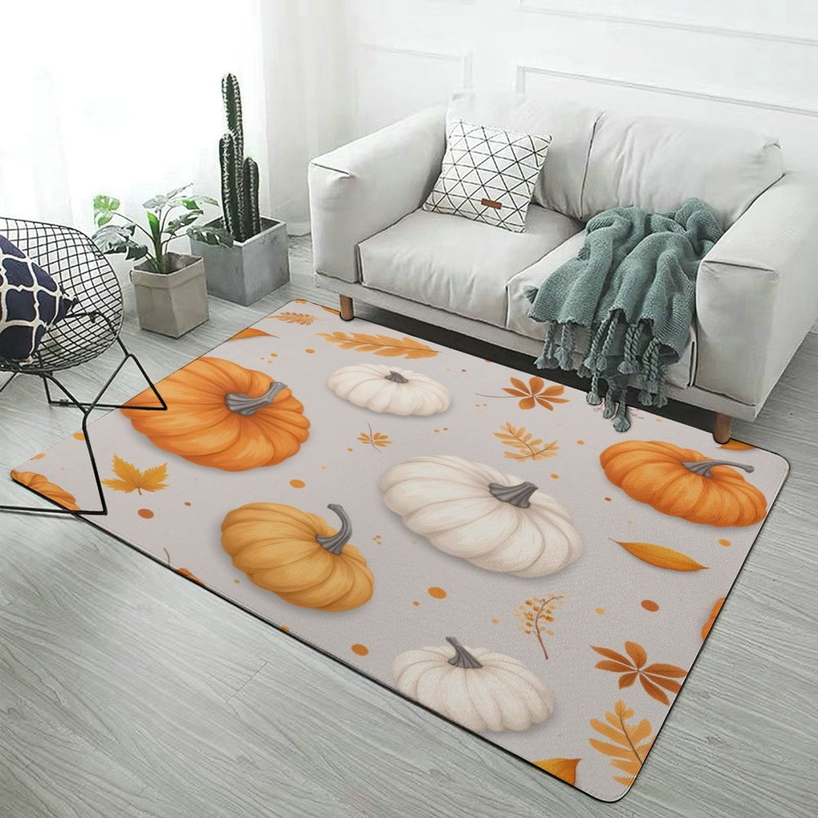 Autumn Pumpkins And Leaves Pattern(1) Carpet for Home Decoration Rugs ...