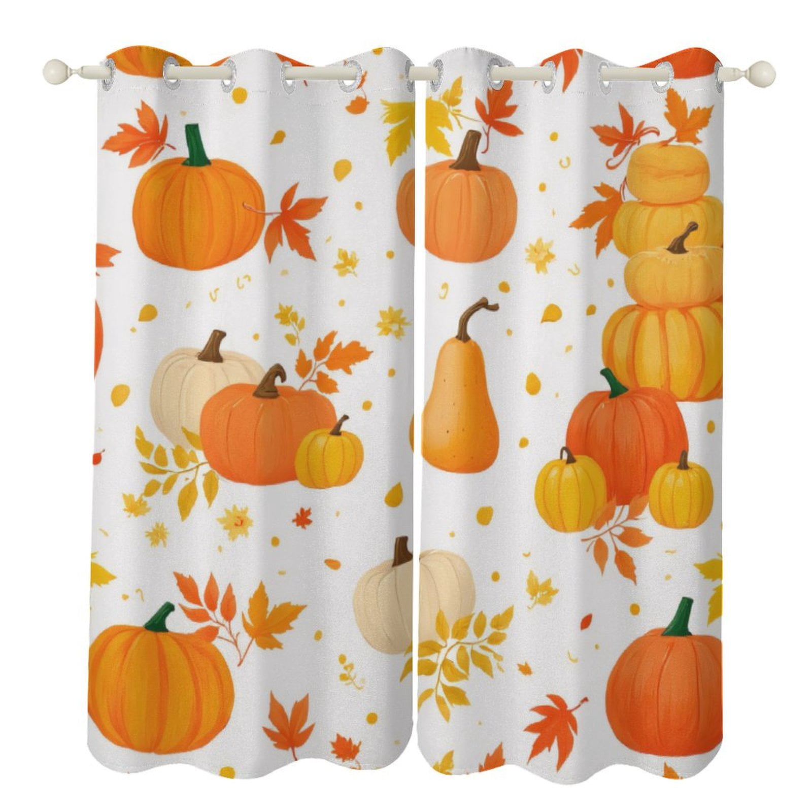 Autumn Pumpkins And Leaves Pattern(1) Luxury Window Curtains Blinds for ...