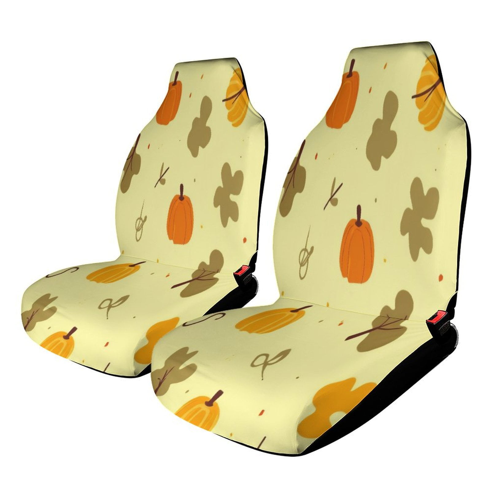 Autumn Pumpkins And Leaves Pattern Car Seat Cover Set Auto Front Bucket ...