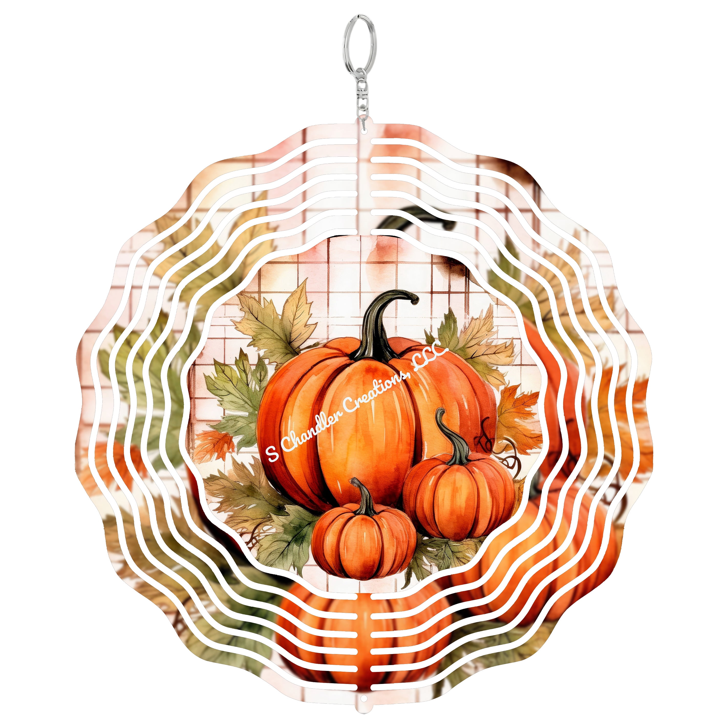 Autumn Pumpkins Fall 3D Wind Spinner, Harvest Season Hanging Decor ...