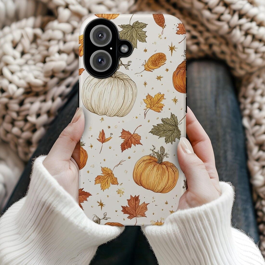 Autumn Pumpkins Harvest Leaves Cute Phone Case with iPhone 17 to 11 Pro ...