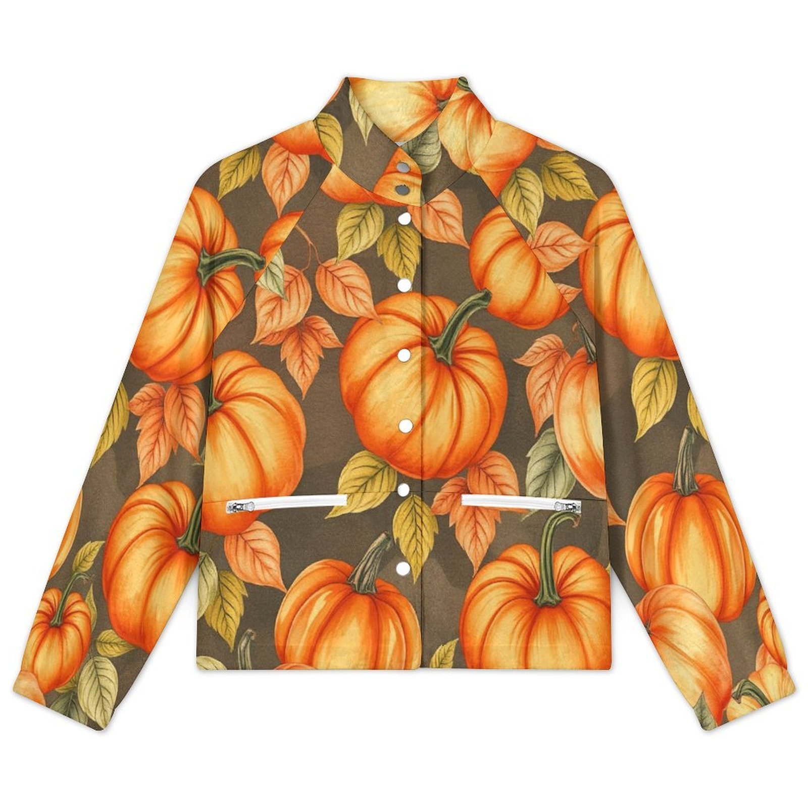 Autumn Pumpkins Leaves Fall Design Fall Winter Women Jacket Stand ...