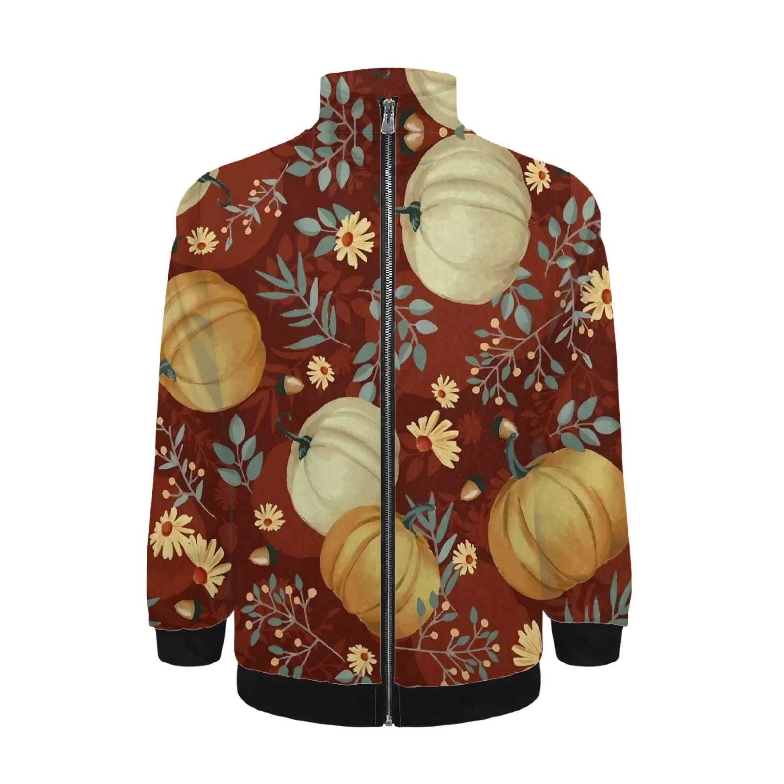 Autumn Pumpkins Maroon Background Jacket Men's Street Cool Long Sleeves ...