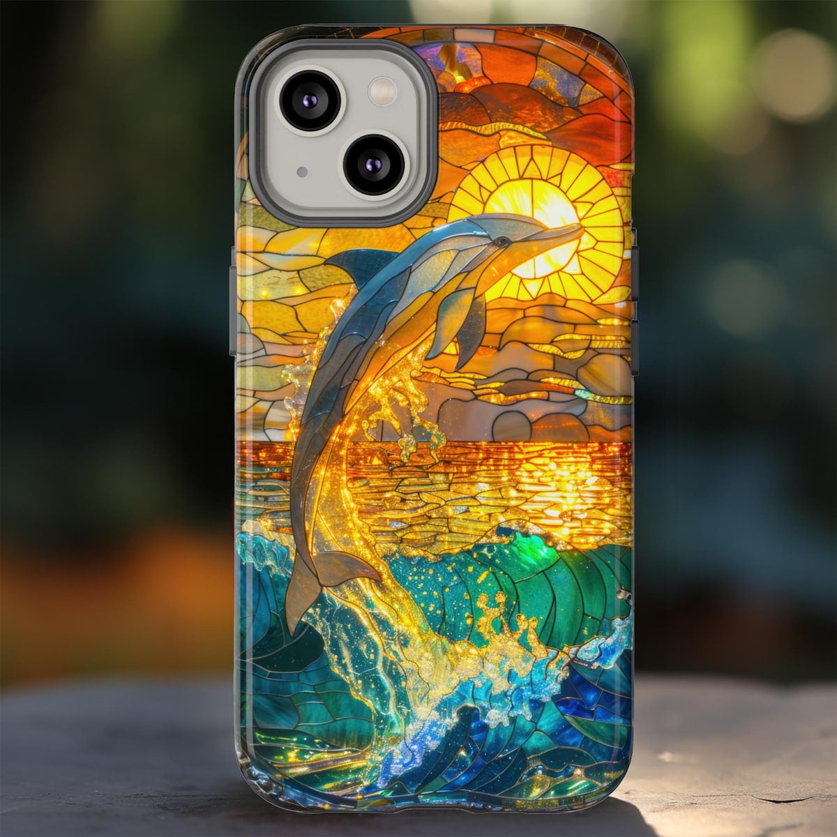 Autumn Pumpkins and Leaves Stained Glass iPhone Case 17 through 11 Pro ...