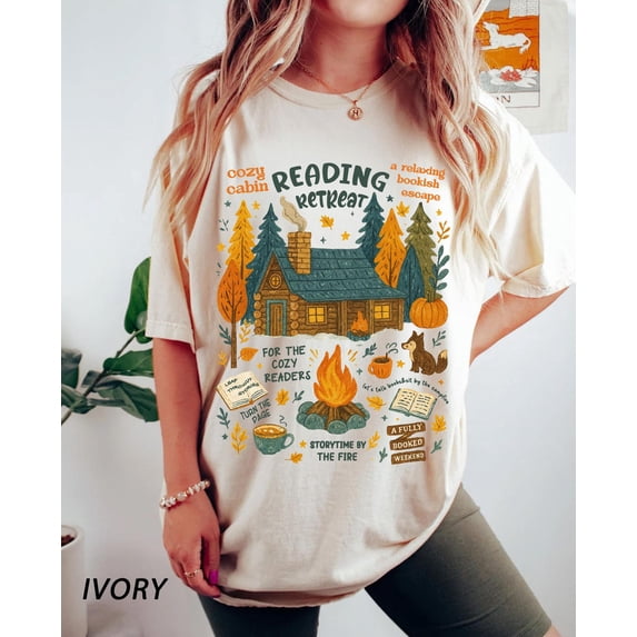 Autumn Readers Cozy Cabin Bookish Reading Retreat T-Shirt - Walmart.com