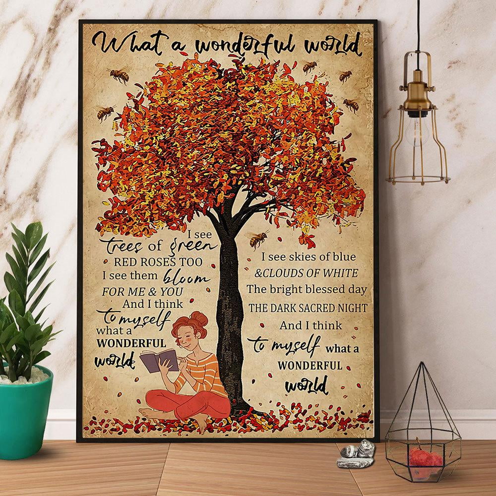 Autumn Reading Girl What A Wonderful World Paper Poster No Frame Matte ...