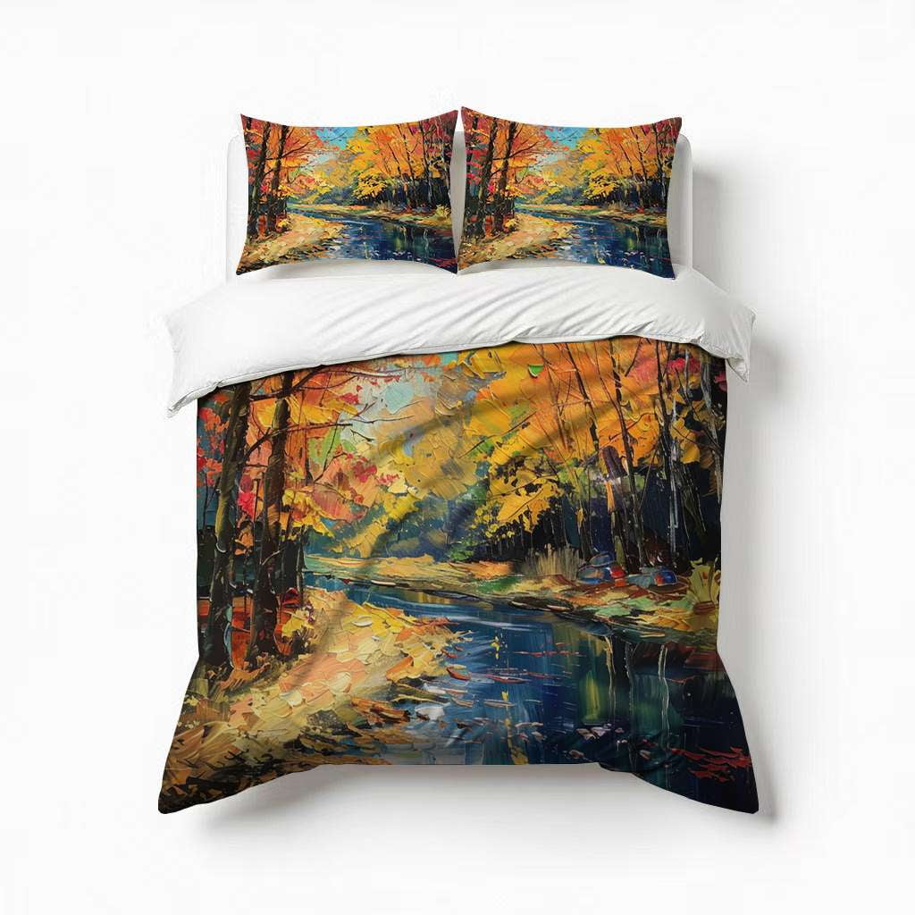 Autumn Red Maple Forest Bedding Set 3 Pcs Soft Microfiber Quilt Cover ...