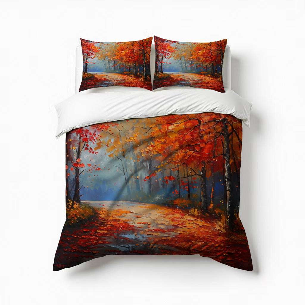 Autumn Red Maple Forest Bedding Set 3 Pcs Soft Microfiber Quilt Cover ...